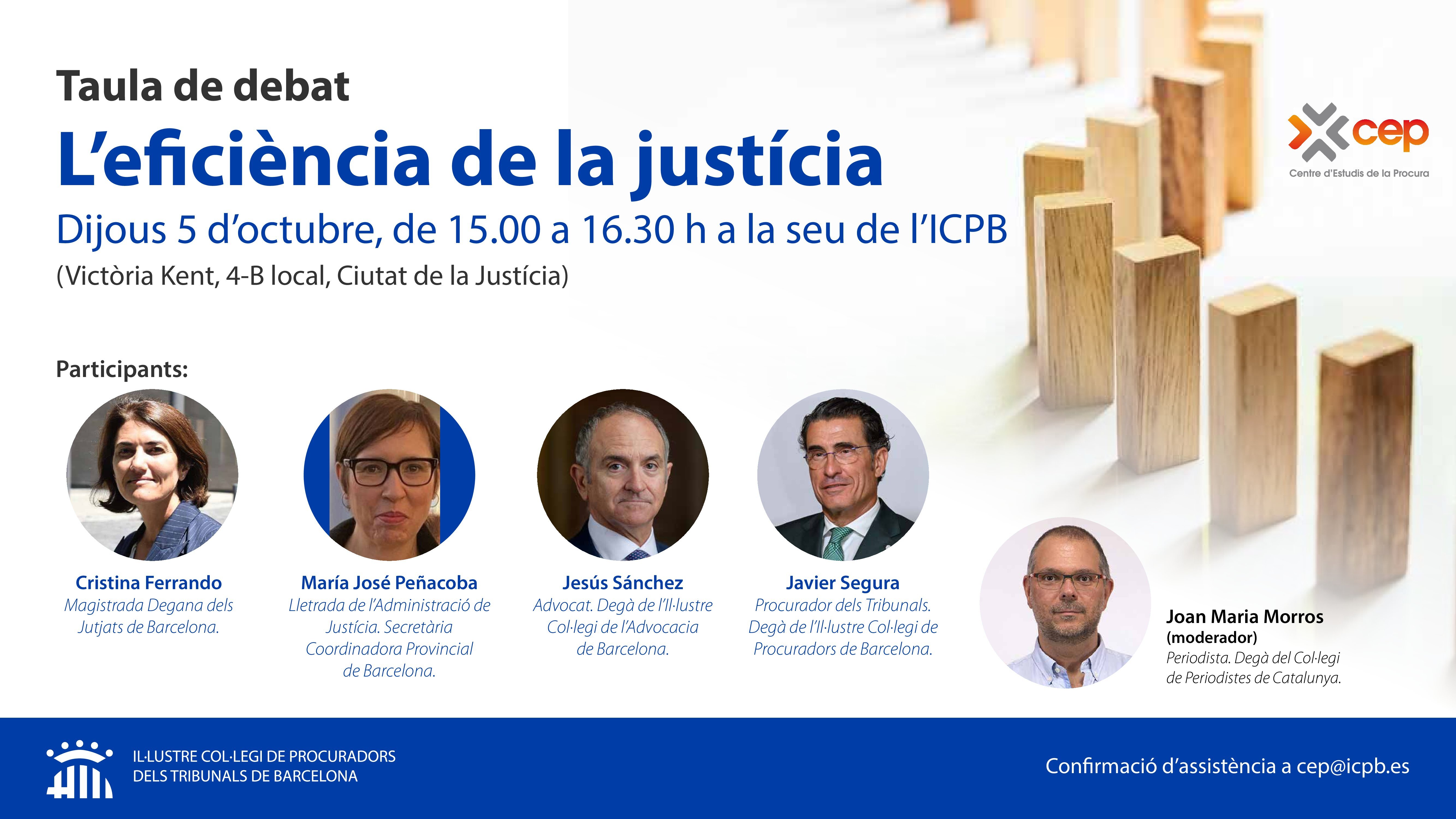 Mesa debate: ‘La eficiencia de la justicia’ - icpb